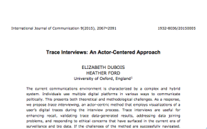OII | New paper! Trace Interviews (in IJoC special on #qualpolcomm)